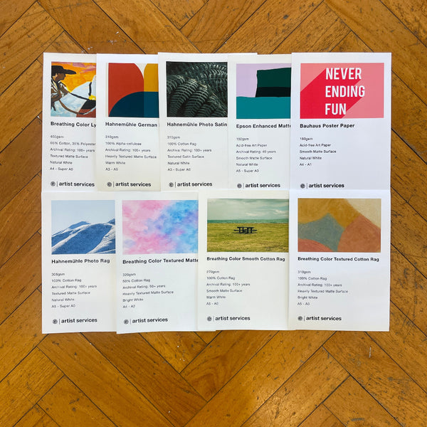 Paper Sample Pack // Fine Art Paper // Artist Services Auckland